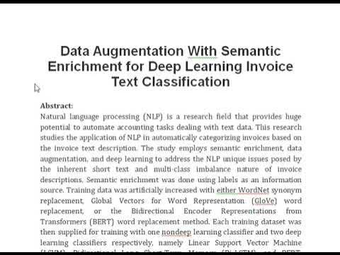 Data Augmentation With Semantic Enrichment for Deep Learning Invoice Text Classification - YouTube