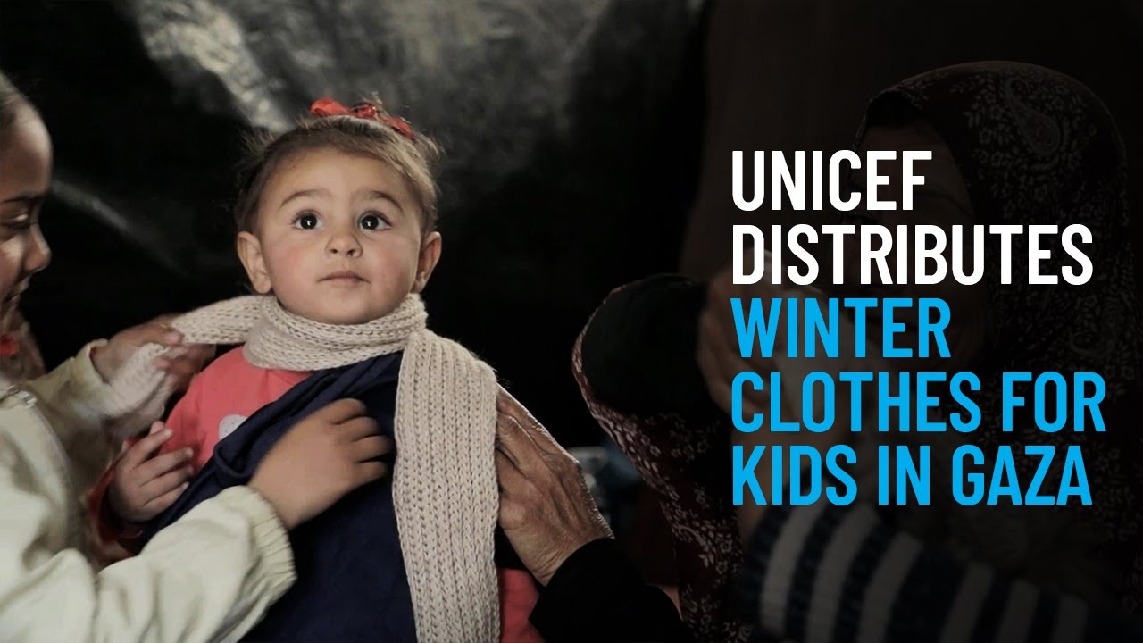 UNICEF Distributes Winter Clothes for Kids in Gaza - YouTube