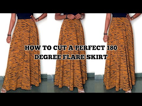 How to cut and Sew a perfect 180 degree flare long skirt | Beginners friendly
