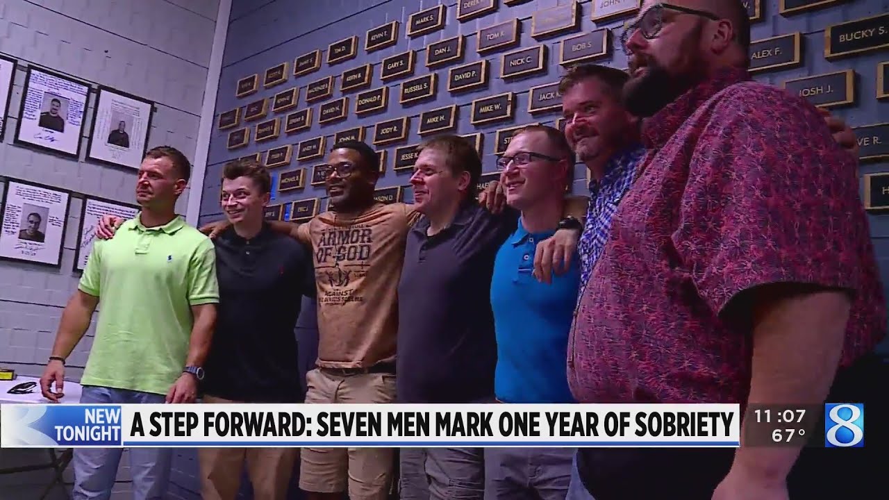 A step forward: Seven men mark one year of sobriety - YouTube