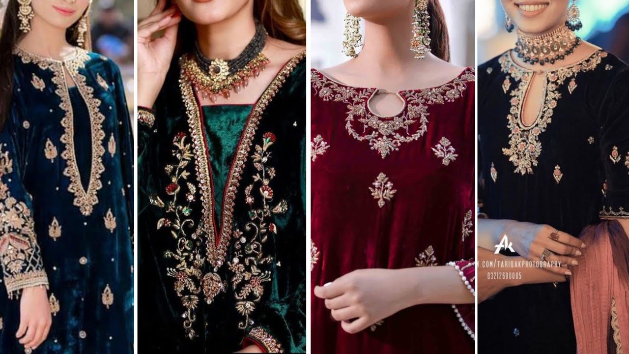 Amazing Velvet Neck Designing Ideas || Velvet Neck Designs. - YouTube