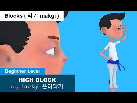 Kids Learn Taekwondo Blocks - High Block ( 올려막기 olgul makgi) - YouTube