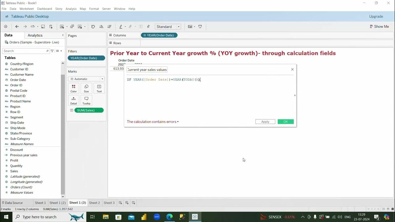 Tableau Scenario based interview questions with solution | YOY Growth Percentage |Tableau - YouTube