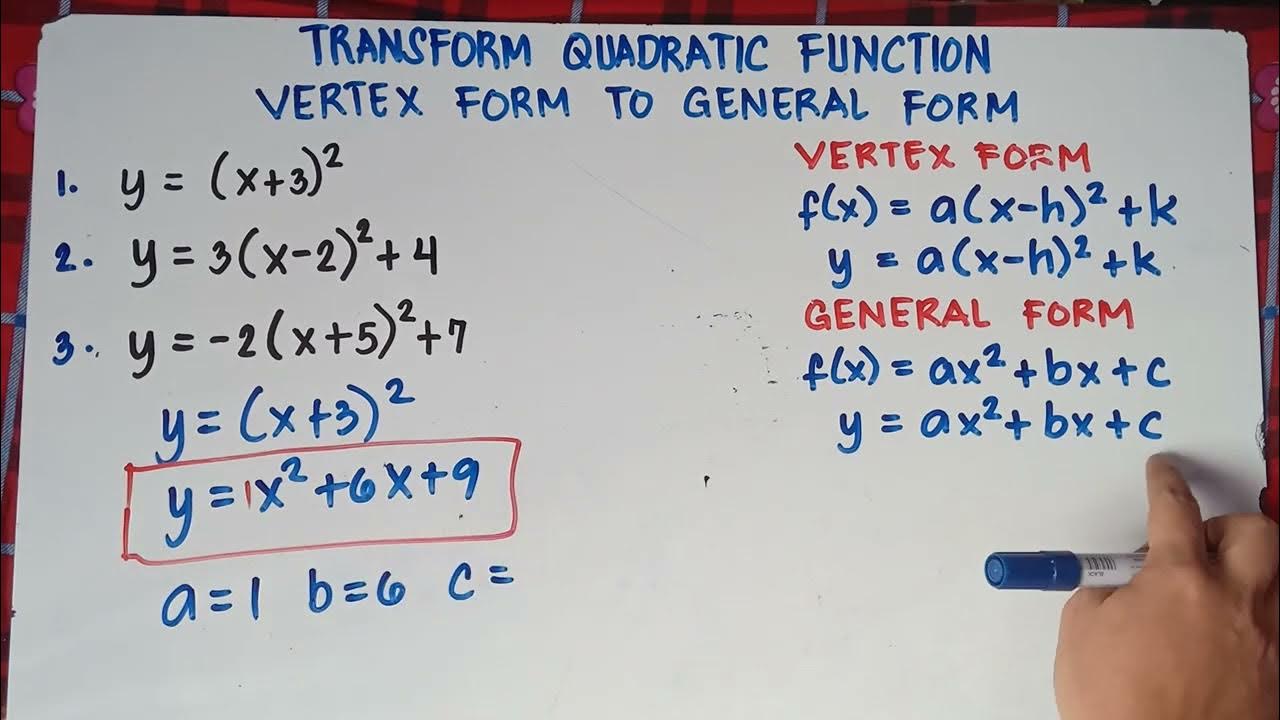 Transform Vertex Form of Quadratic Function to General Form | Explain ...