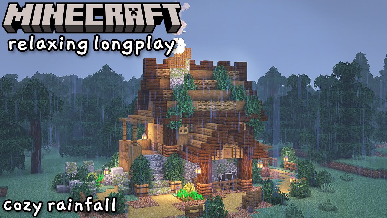 Minecraft Rainy Longplay - Cozy Starter Spruce Cabin (No Commentary ...