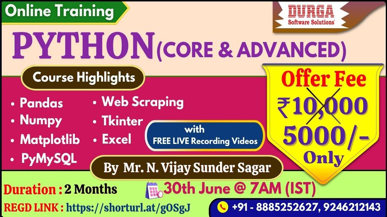 PYTHON (CORE & ADVANCED) Online Training @ DURGASOFT - YouTube