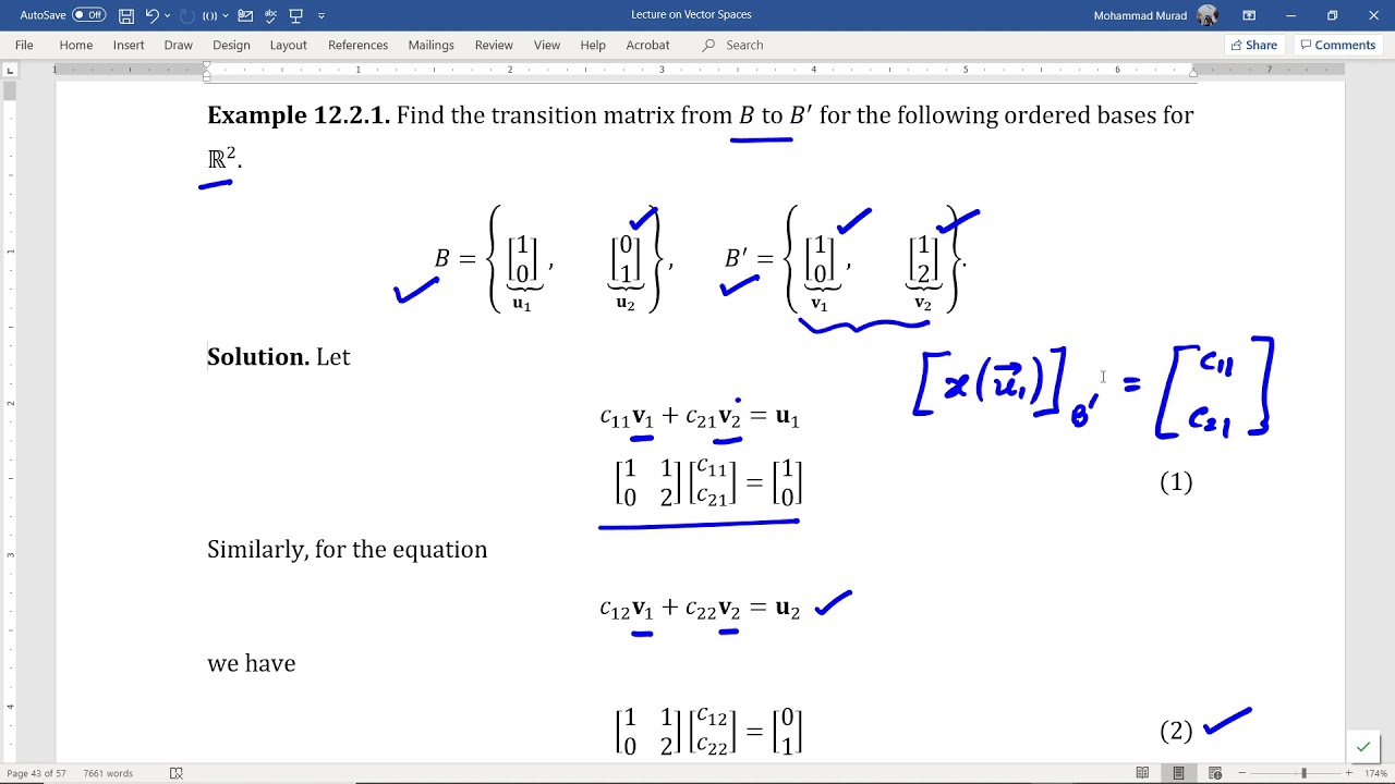 Lecture 12 Part 2: Coordinates and Change of Basis - YouTube