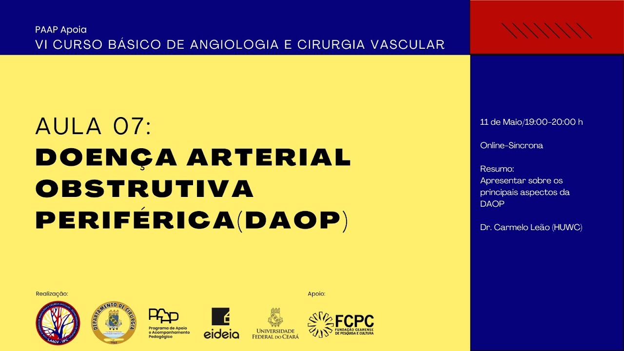 Aula 07: Doença Arterial Obstrutiva Periférica(DAOP) - YouTube