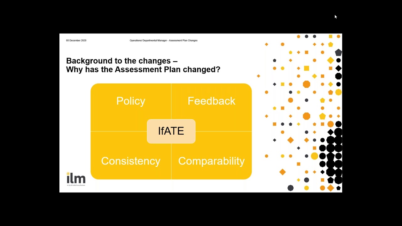 ILM Operations Departmental Manager Assessment Plan Changes ...