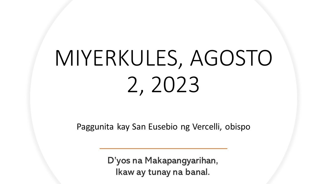Mga Pagbasa para sa August 2, 2023 Tagalog Bible Reading - YouTube