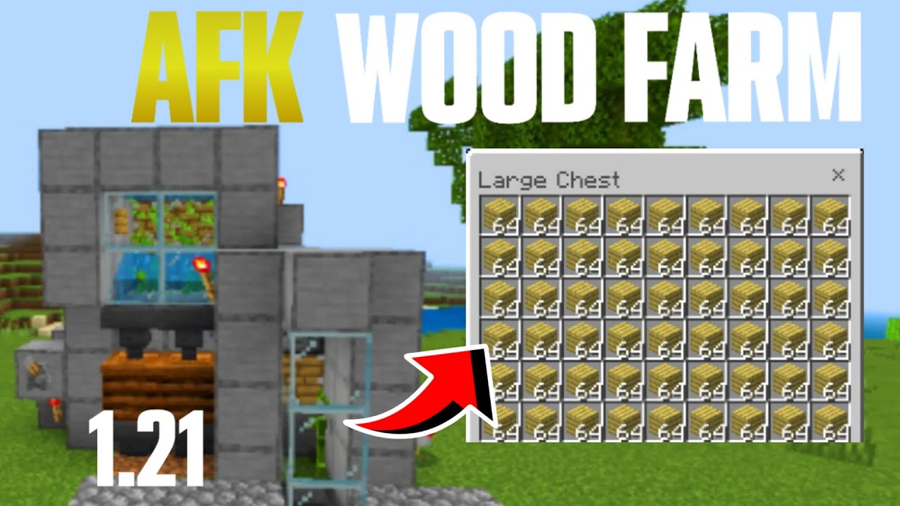 AFK Wood Farm IN Minecraft MCPE/Bedrock 1.21! | 2X Gamingg - YouTube