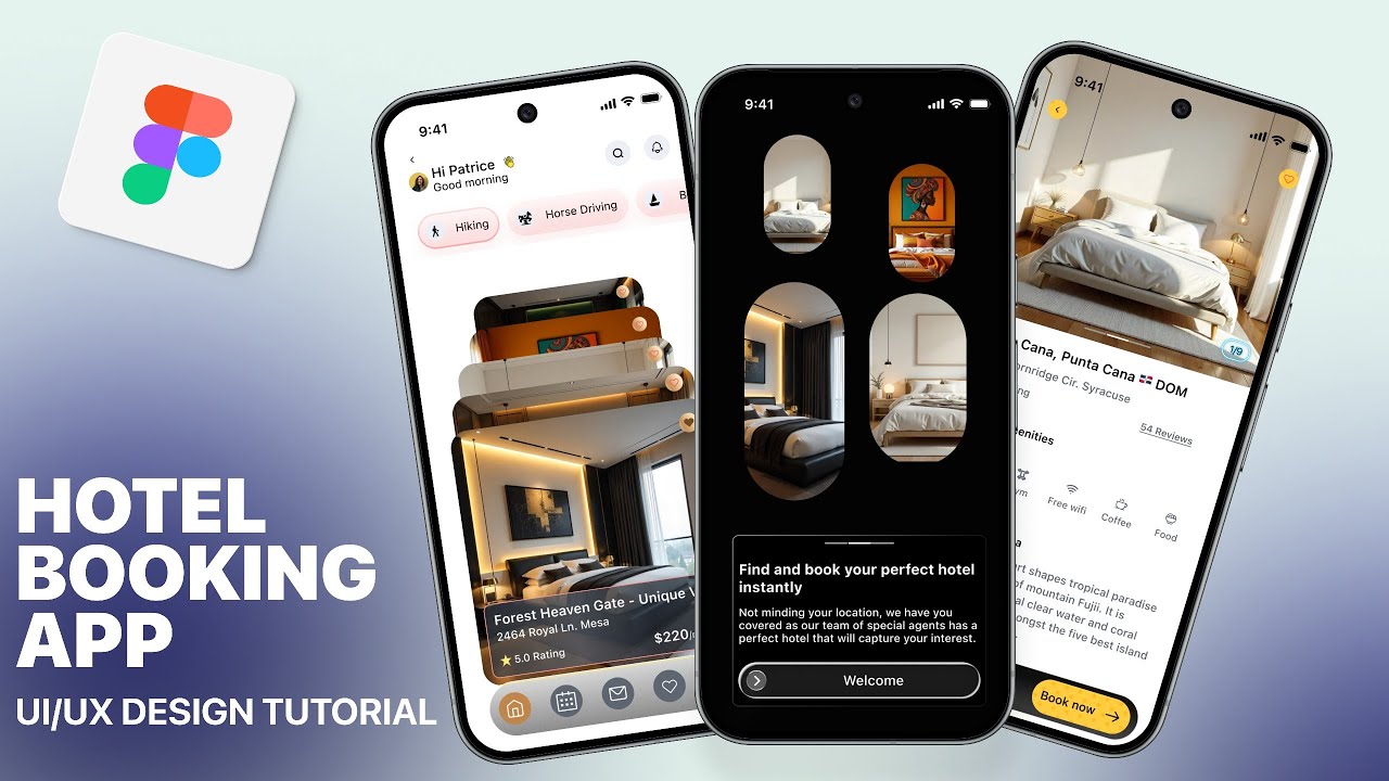 Modern Hotel Booking App Tutorial in Figma | UI UX Design Challenge ...