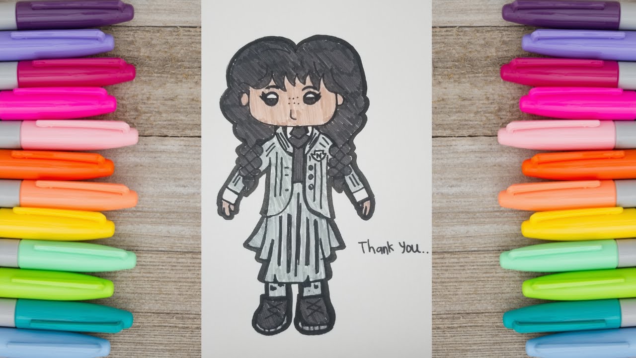How to Draw and Color Wednesday Addams #drawing #wednesday - YouTube
