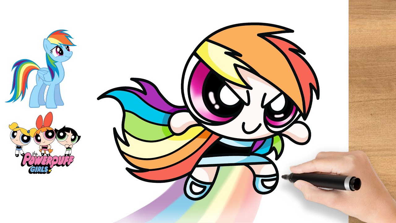 How to Draw Rainbow Dash My Little Pony in PowerPuff Girl Style - YouTube