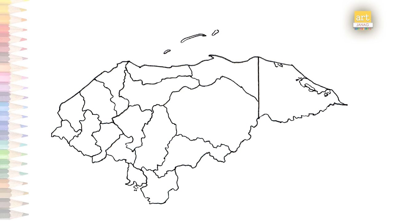 Honduras Map outline | How to draw Honduras Map step by step | Map drawing tutorials - YouTube