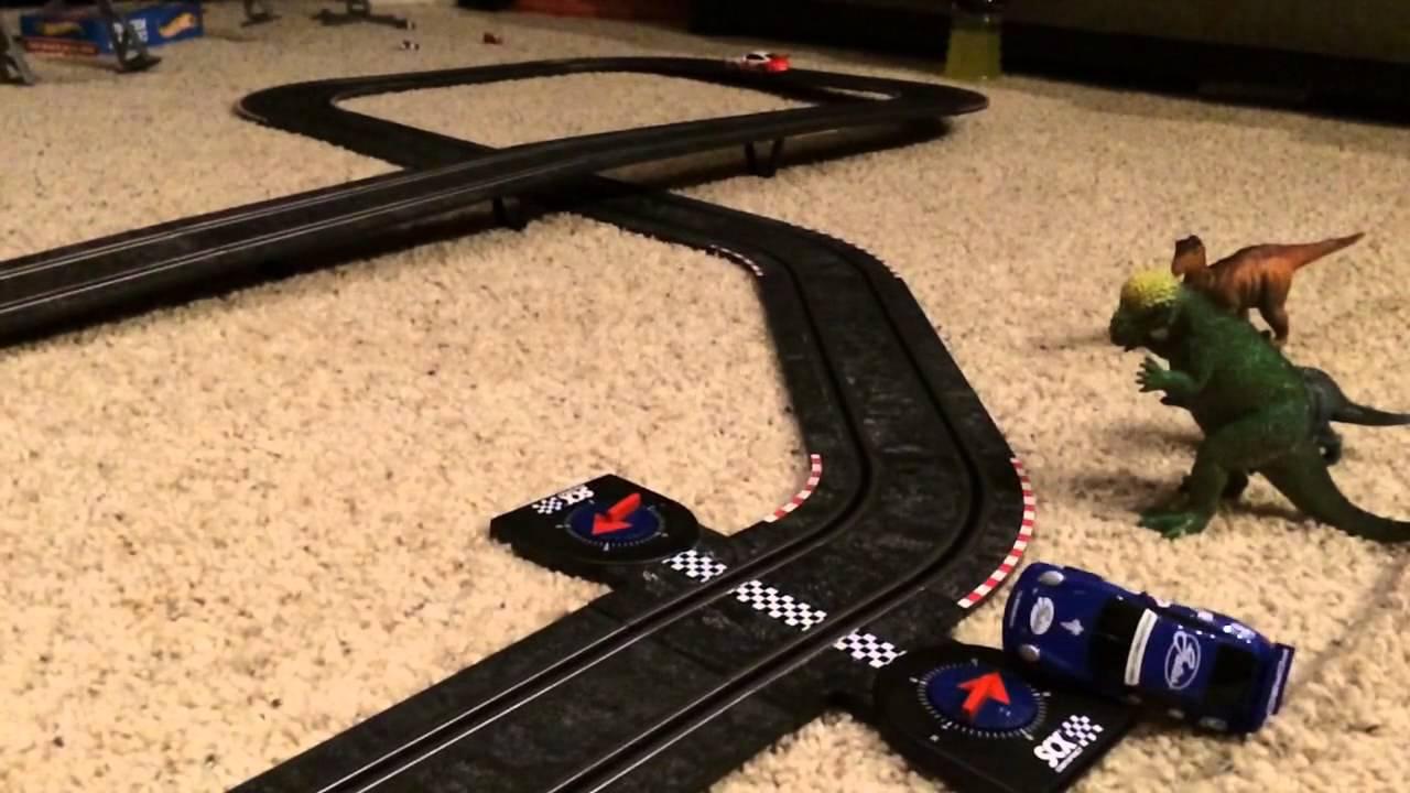 Slot car crash slo-mo - YouTube