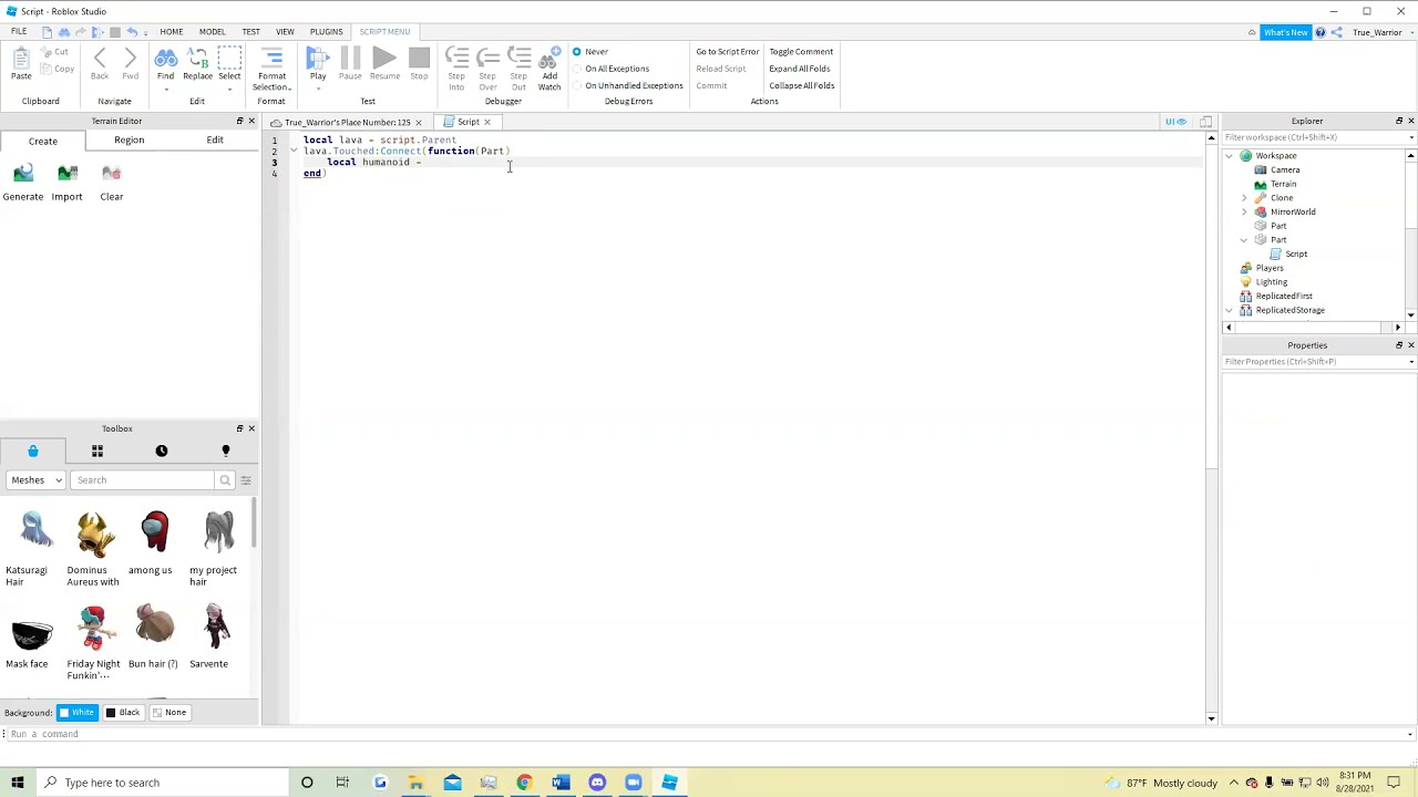 Lava Brick Roblox Lua Tutorial - YouTube