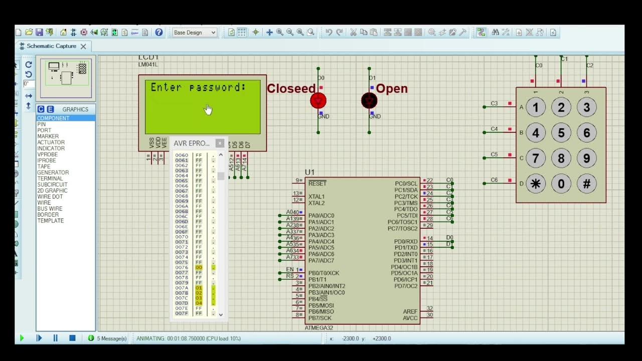 Safe project using AVR Atmega32 with internal EEPROM, keypad and LCD - YouTube