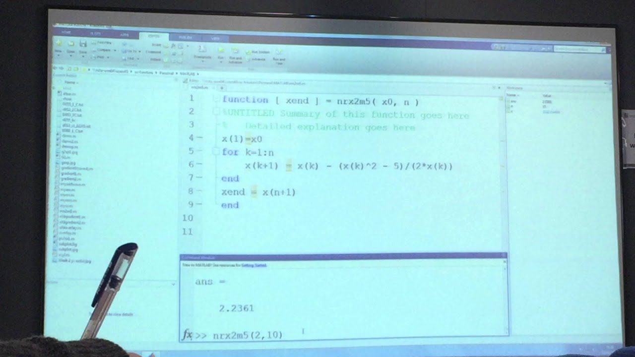 MATLAB:Newton-Raphson method by Susan Hawkins - YouTube