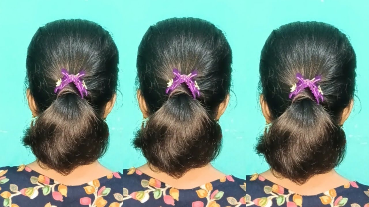 Easy Khopa Hairstyle With Saree / How To Make Khopa Hairstyle / Low Bun ...
