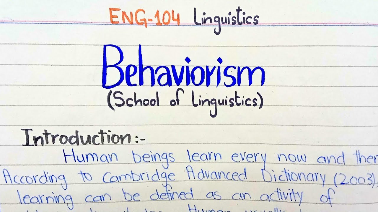 Behaviorism || School of linguistics #ENG-104 #2ndsemester #PU - YouTube