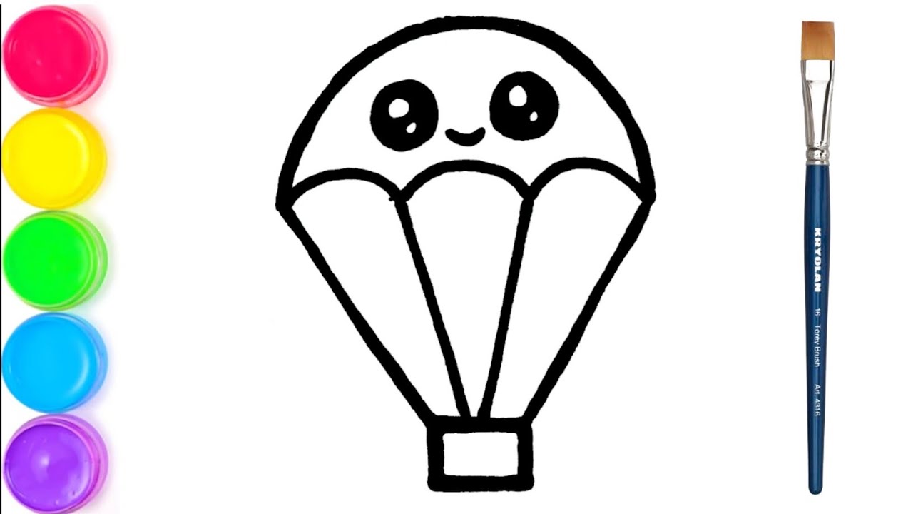 How to draw a parachute simple | Drawing air balloon step-by-step ...
