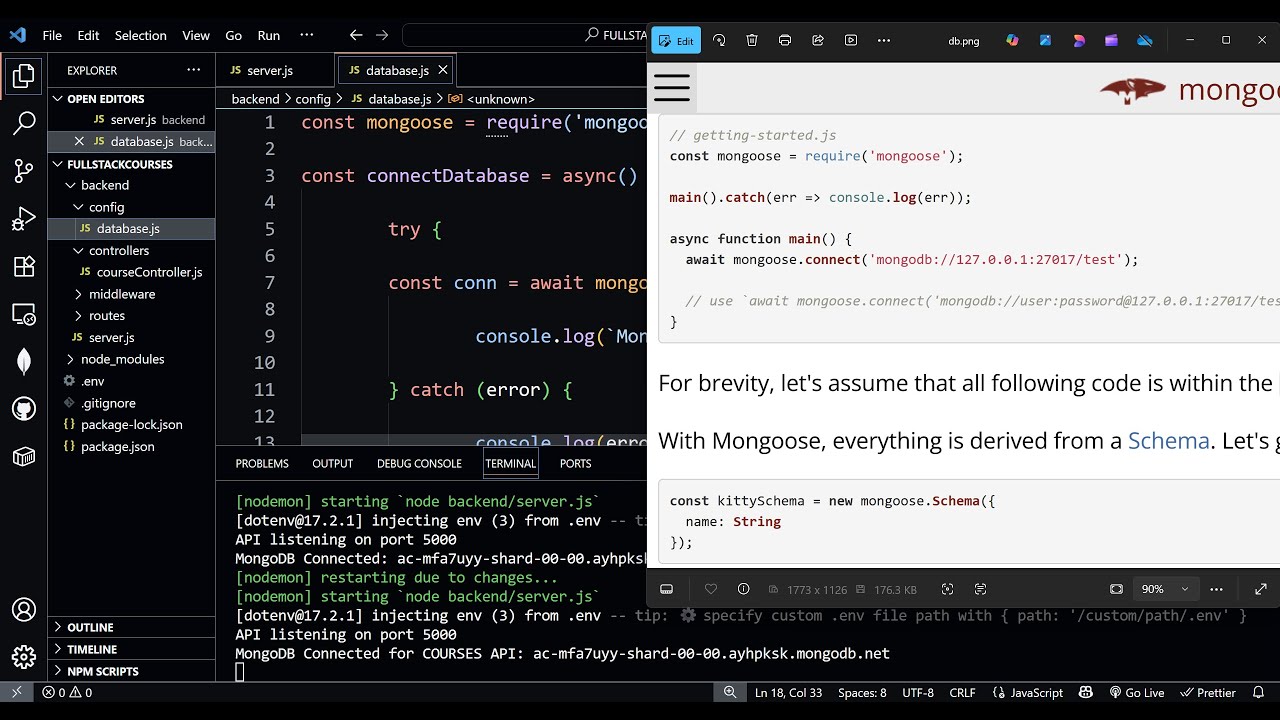 BACKEND API - Connecting to Multi-Cloud Database Service MongoDB Atlas, using Mongoose and ...