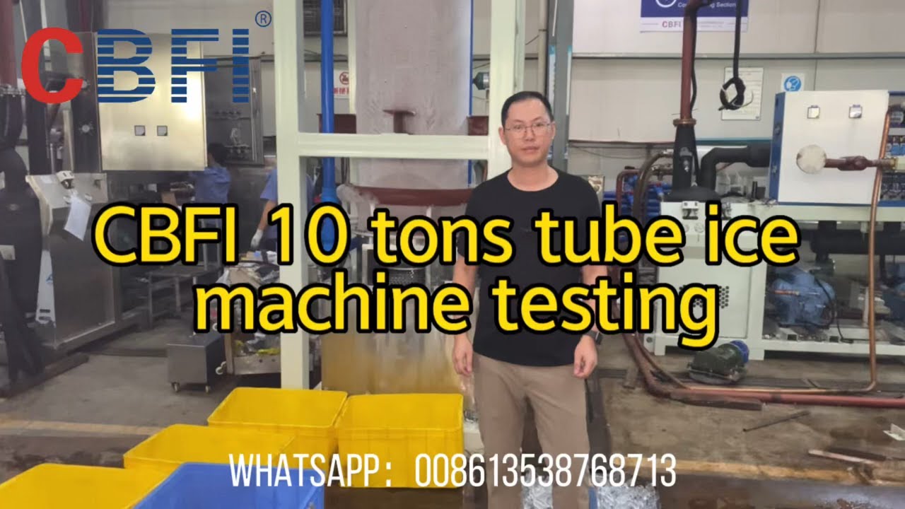 CBFI 10 tons tube ice machine 41mm* 41mm ice - YouTube