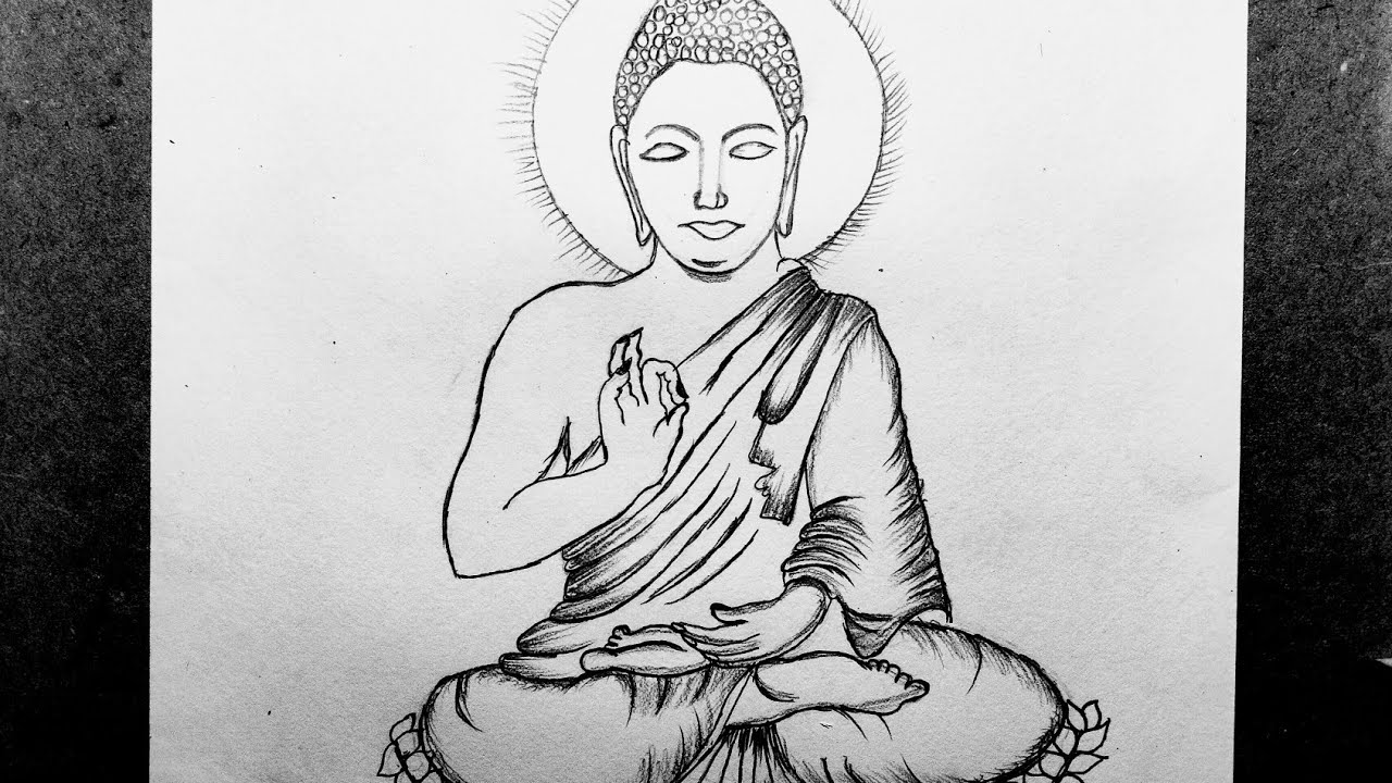 how to draw a lord Buddha easy pencil sketch drawing,easy pencil art ...