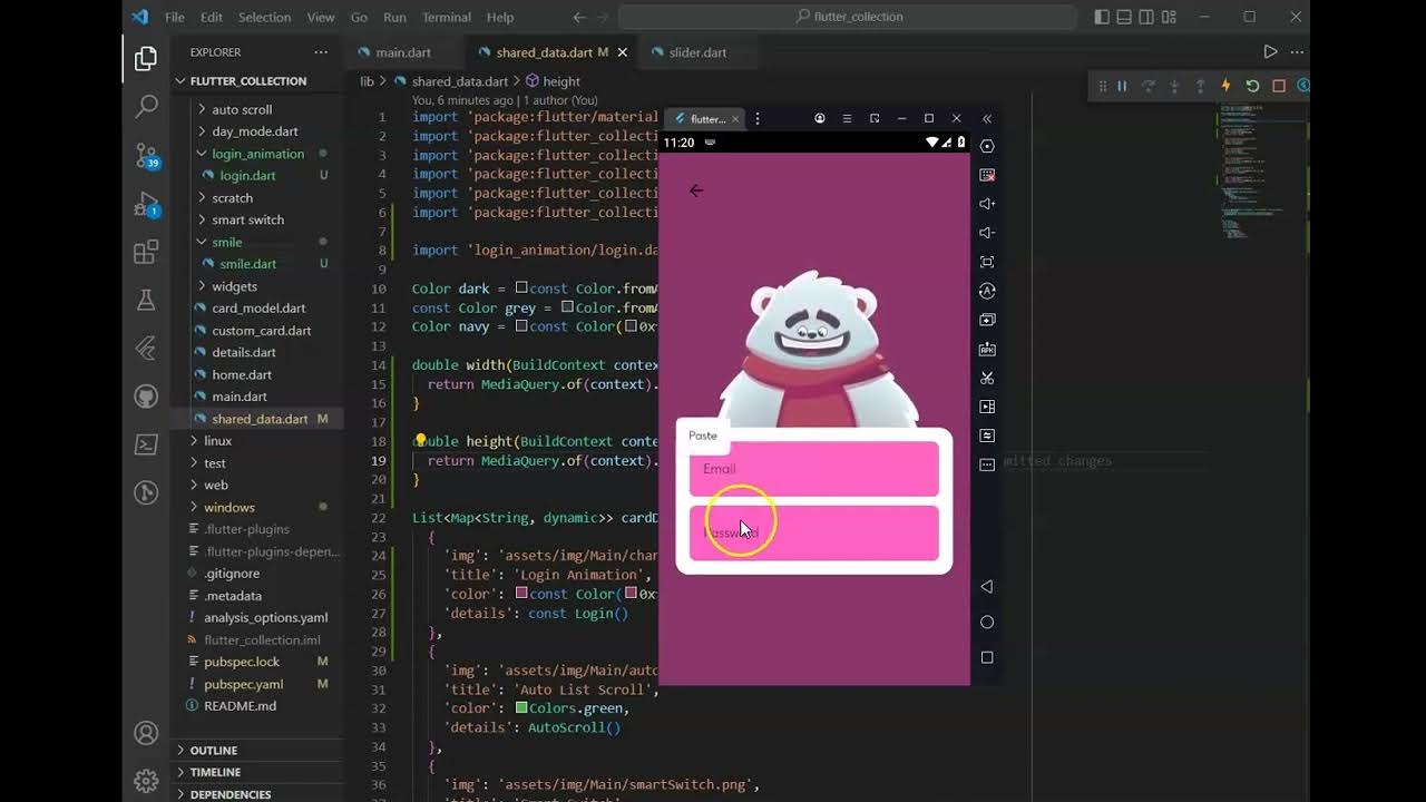 Character login using rive with flutter - YouTube