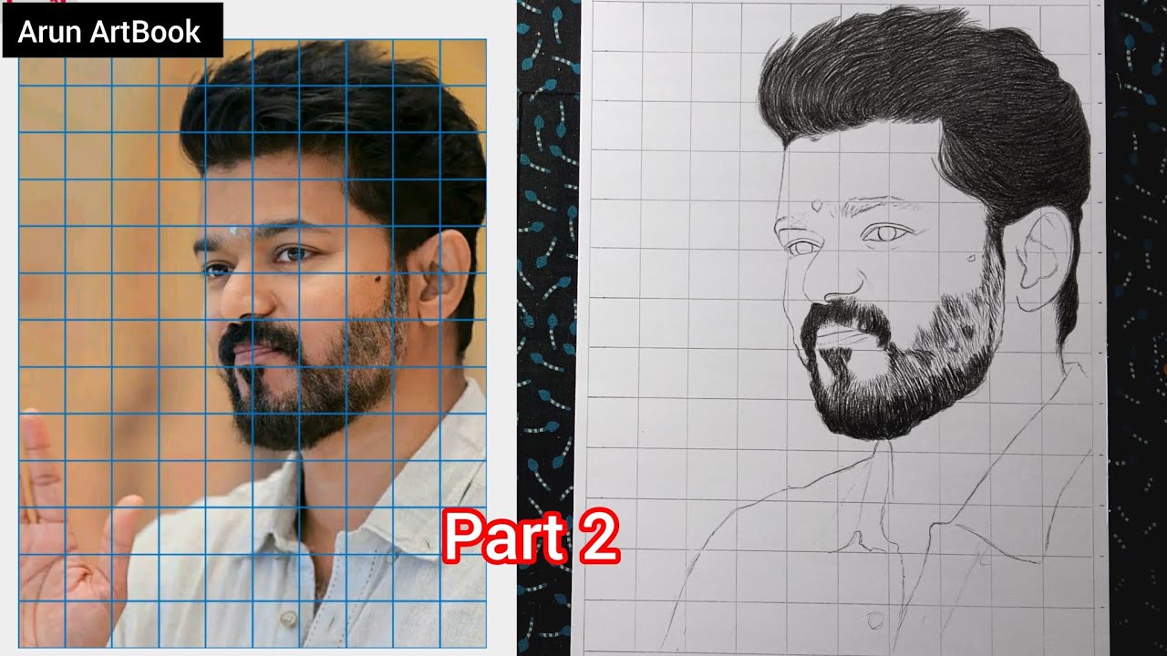 Vijay Drawing Leo Vijay Drawing Vijay Drawing Easy Grid Method Arun Artbook Youtube