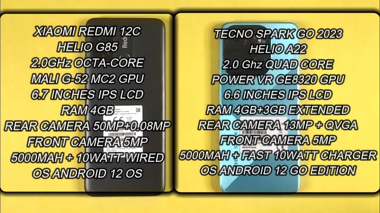 Xiaomi Redmi 12C Vs Tecno Spark Go 2023 | Speed Test & Comparison - YouTube