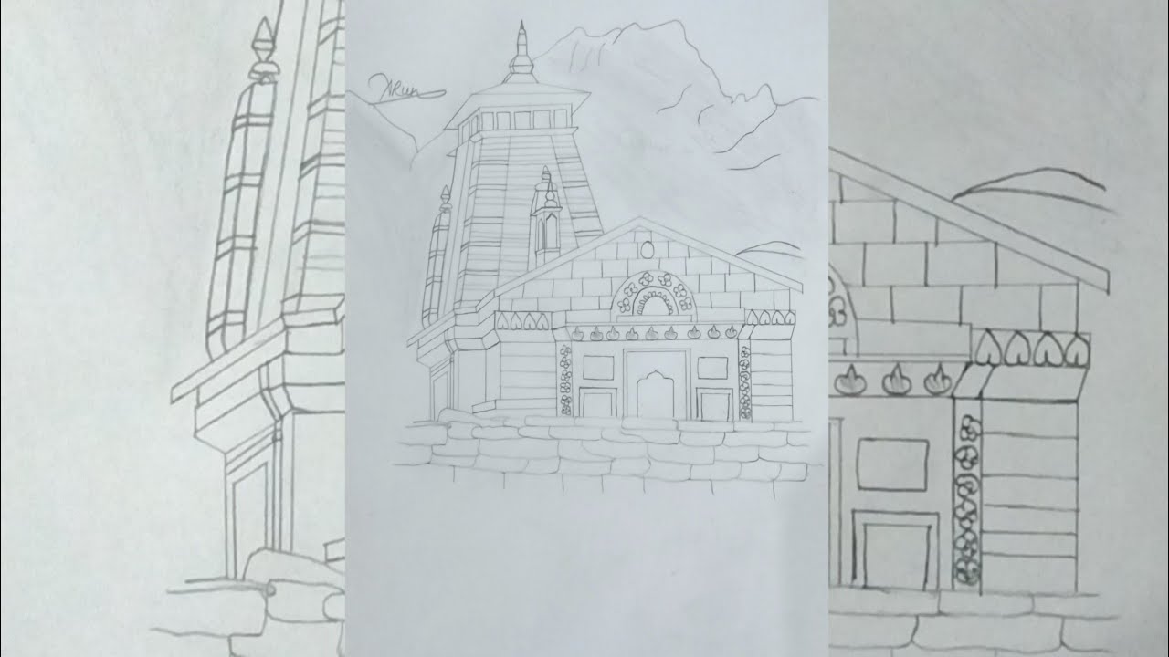 how to make kedarnath Temple || Kedarnath Temple easy Pencil drawing # ...