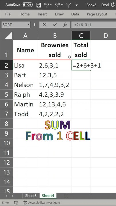 SUM from a single cell #exceltutorial #excel #exceltips #exceltricks - YouTube