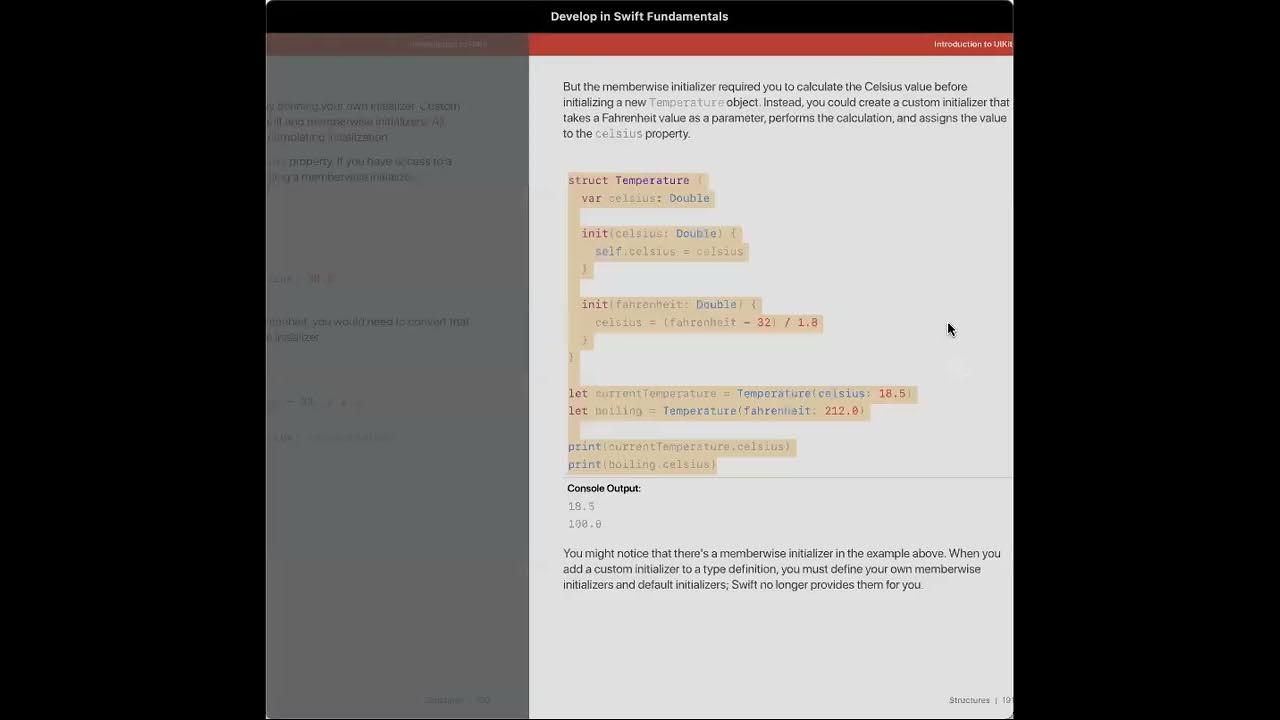 Swift Fundamentals book- 2.4: Structures Custom Initializers - YouTube