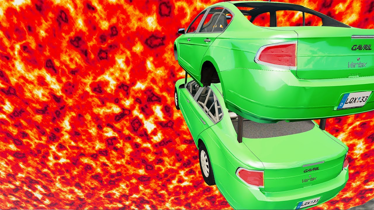 Cars Car Jumping Into Lava Wall Car Jump Arena - BeamNG.Drive - YouTube