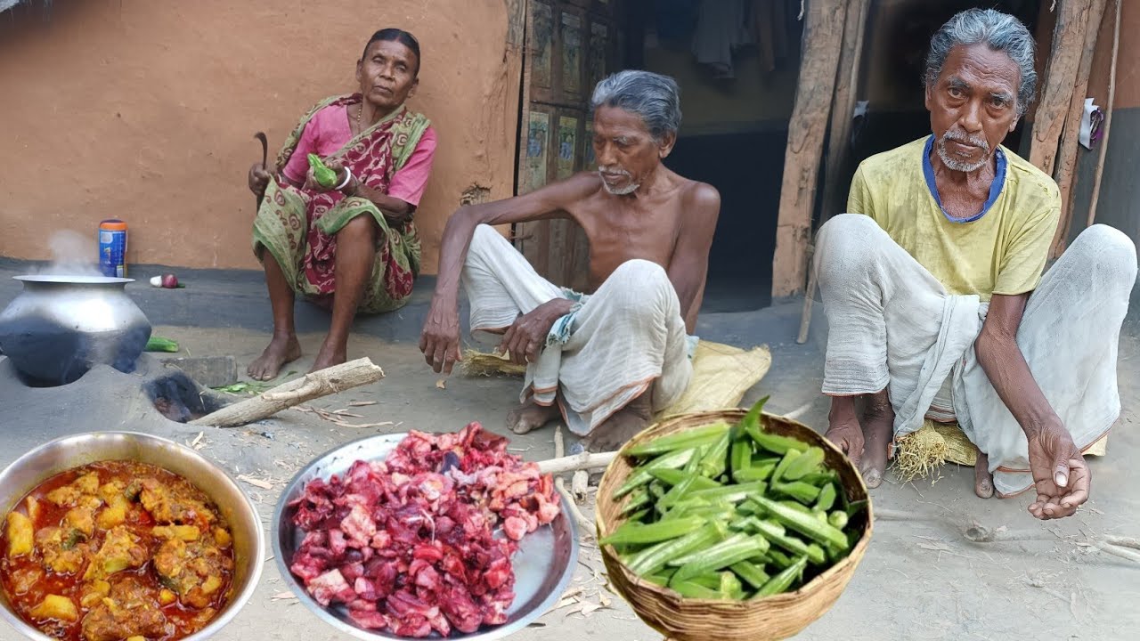 village old poor grandma & grandpa cooking their food for lunch || how ...