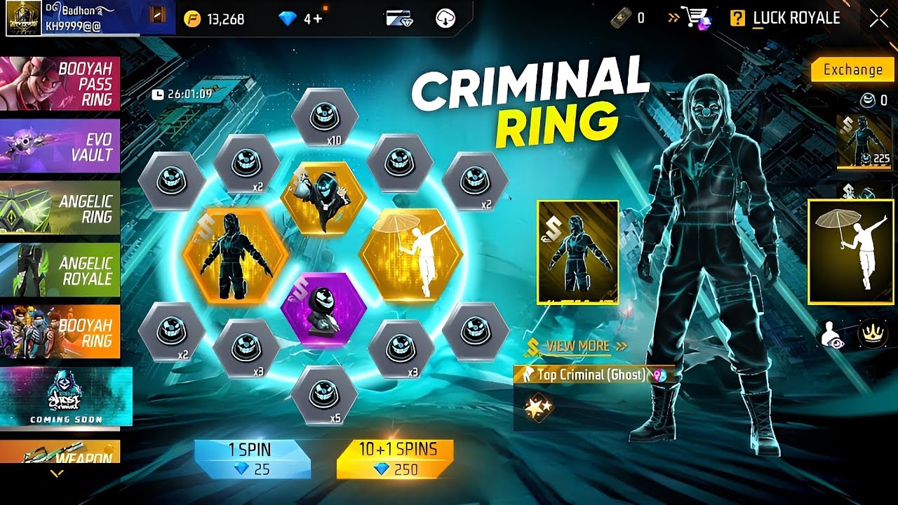 Free Fire Ghost Criminal Bundle Event 2023 l Ghost Criminal Bundle Ring ...