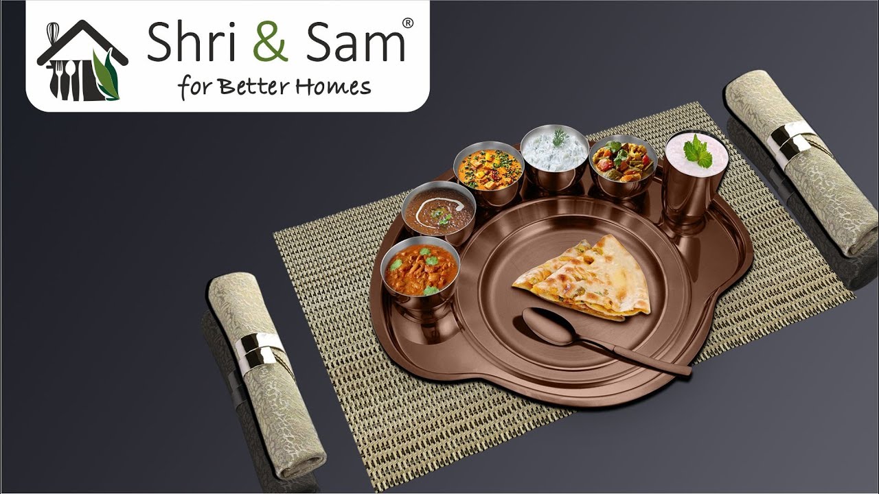 Stainless Steel Thali Set (1 Person) with Rose Gold PVD Coating Nifty ...