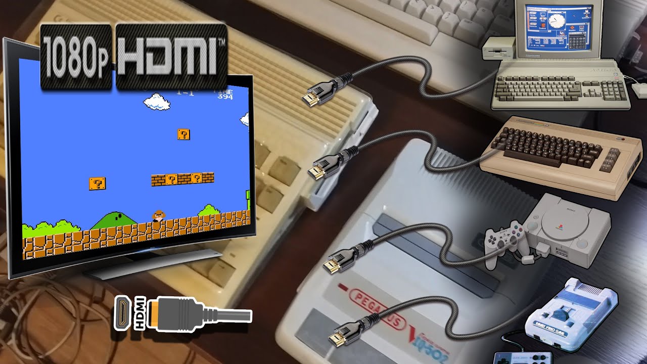 HDMi + Amiga , Pegasus , Commodore C64 , PSX // Retro sprzęt i ...
