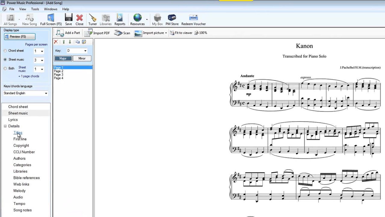 PDF sheet music import to Power Music Professional - YouTube