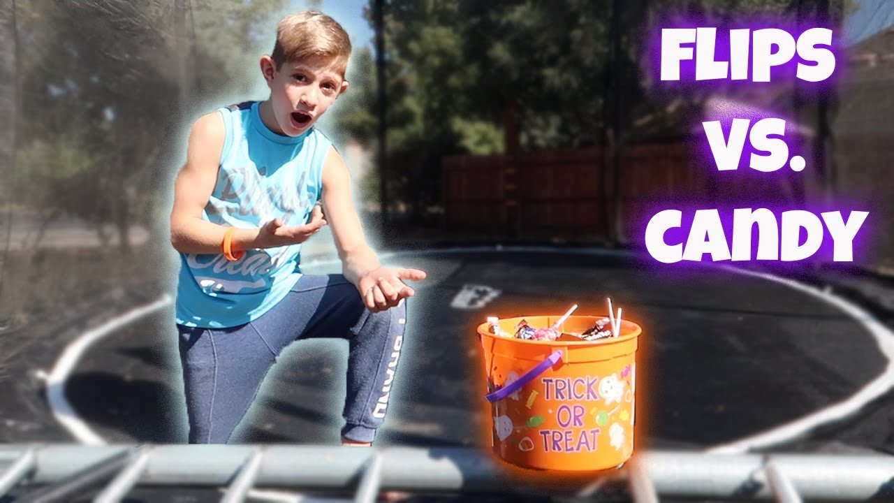 TRAMPOLINE FLIPS VS 1000 CANDY BARS - YouTube