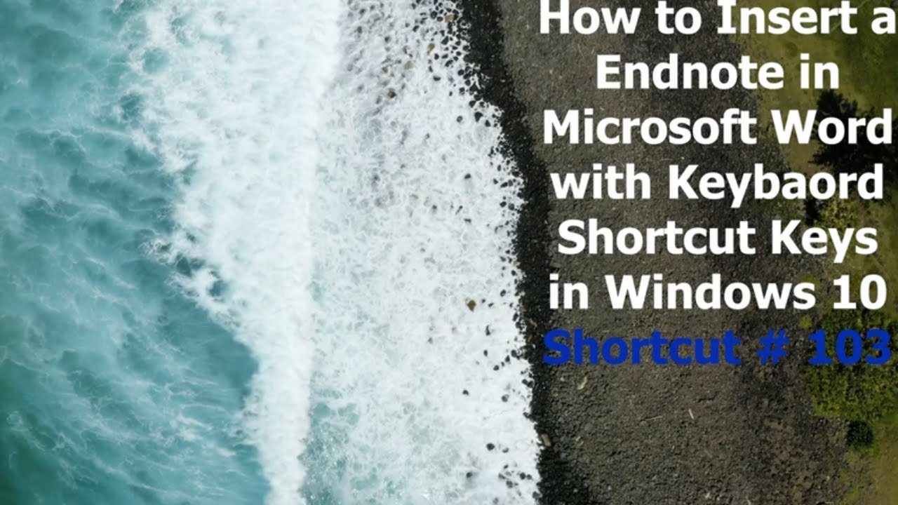 How to Insert an Endnote with Keyboard | Microsoft Word Keyboard ...