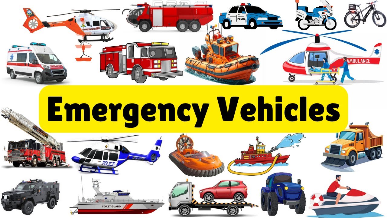 Learn Emergency Vehicles Names in English for Kids | Fun Learning Video ...