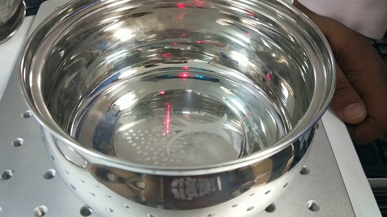 Laser marking on stainless steel pot,kitchen ware - YouTube
