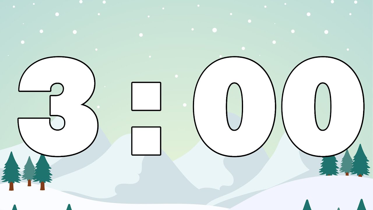 Winter Countdown Timer - 3:00 - Blue and Bold Font - YouTube