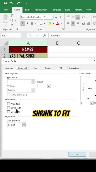 Auto Fit Your Long Names In One Cell 🔥 | Amezing Excel Trick | #shorts #ytshorts #excel #178 ...