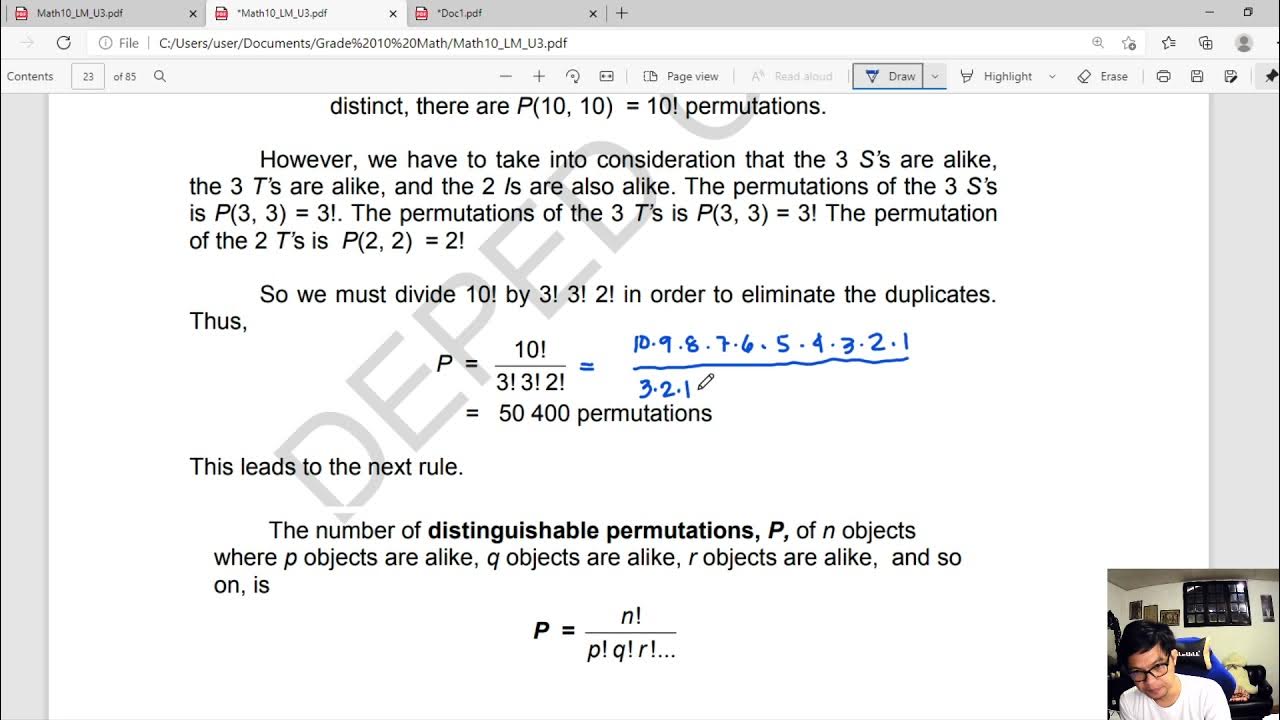 Grade 10 Math Distinguishable And Circular Permutations Youtube