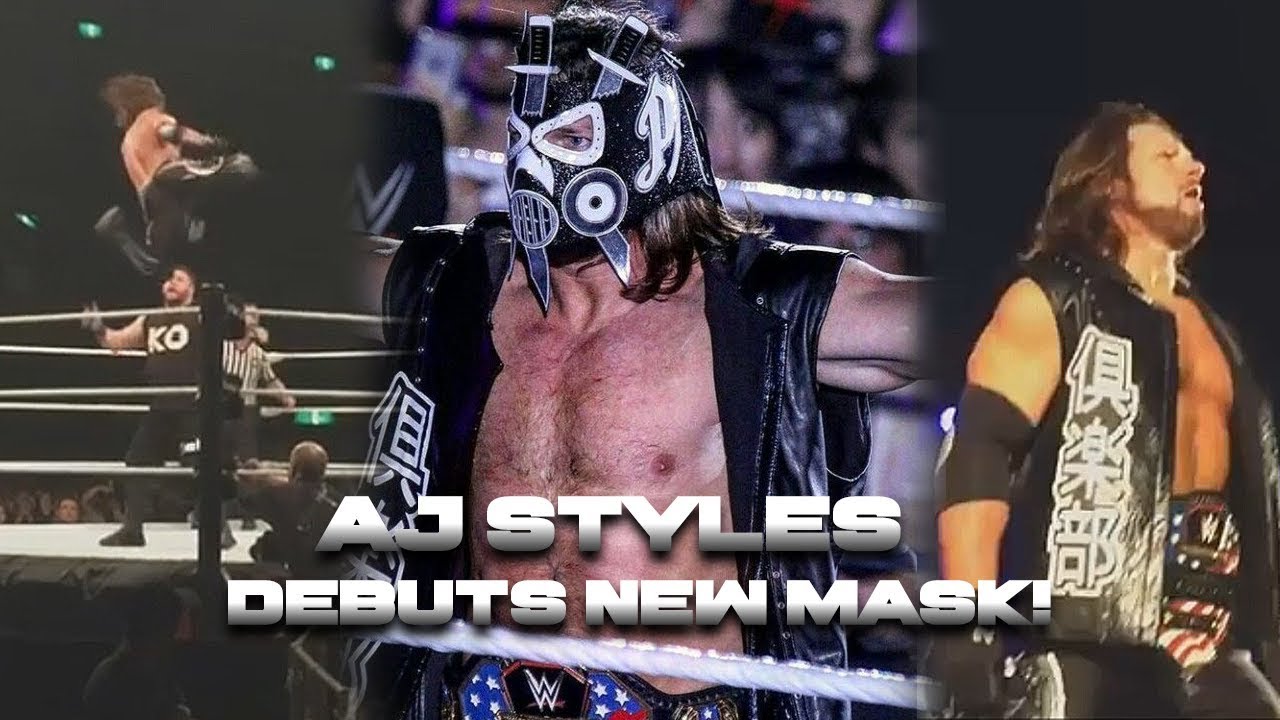 AJ STYLES DEBUTS NEW MASK AT WWE LIVE EVENT!!! - YouTube
