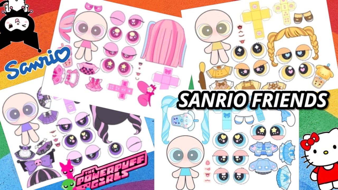 Power Puff Girls💫 & Sanrio Friends🎀 Sticker | ASMR | 파워퍼프걸 & 산리오 콜라보 ...